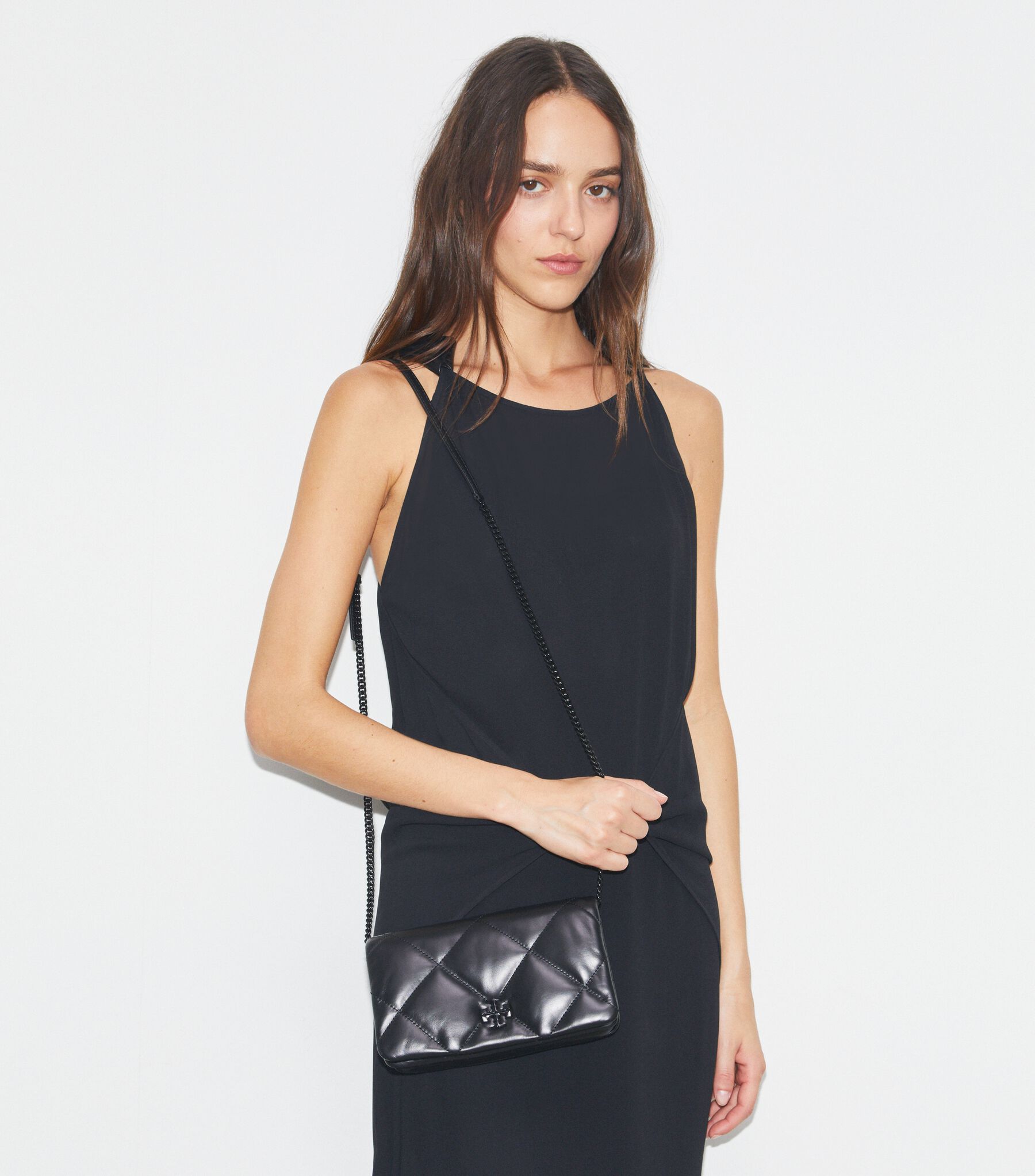 Kira Diamond Quilt Crossbody, Black | Tory Burch KSA